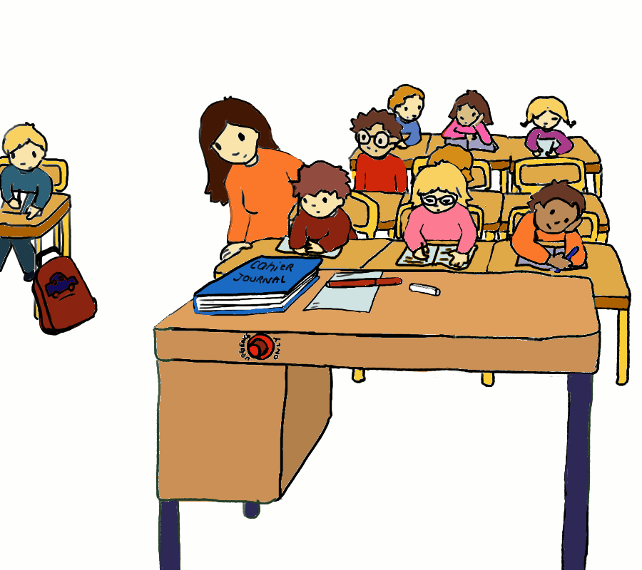 Animation la trappe – Frédésie de dessins, entre la maison et l'école.