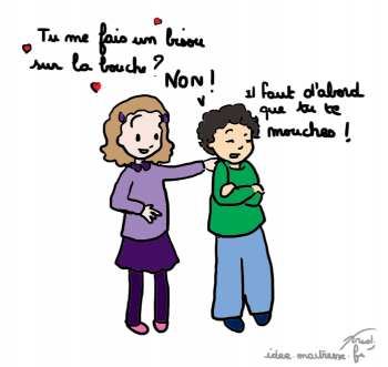 Bisou – Frédésie de dessins, entre la maison et l'école.